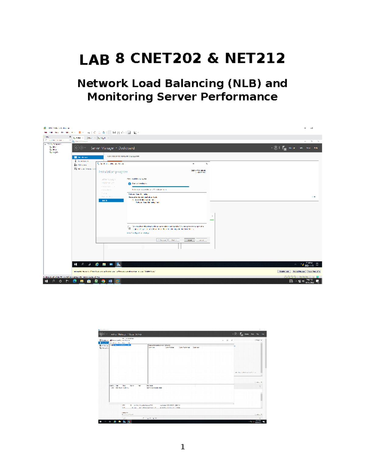 LAB 8 - these are really useful for students. - LAB 8 CNET202 & NET Network Load Balancing (NLB ...