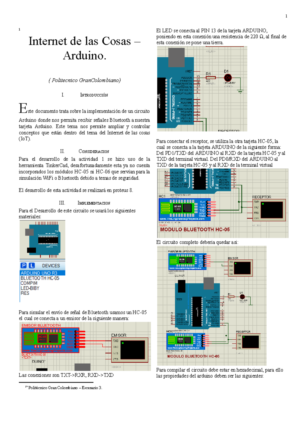 IoT Entrega Semana 2 - 1 1 Internet de las Cosas – Arduino. ( Politecnico GranColombiano) I ...