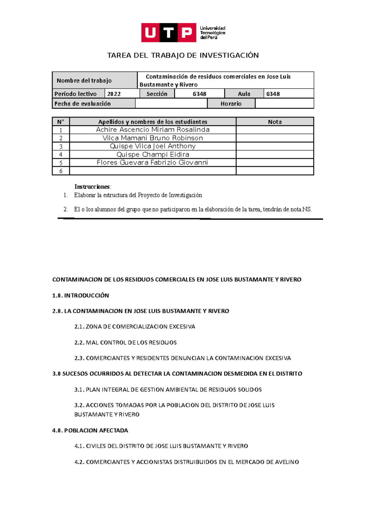 Formato de entrega de tarea 12-1 - TAREA DEL TRABAJO DE INVESTIGACIÓN ...