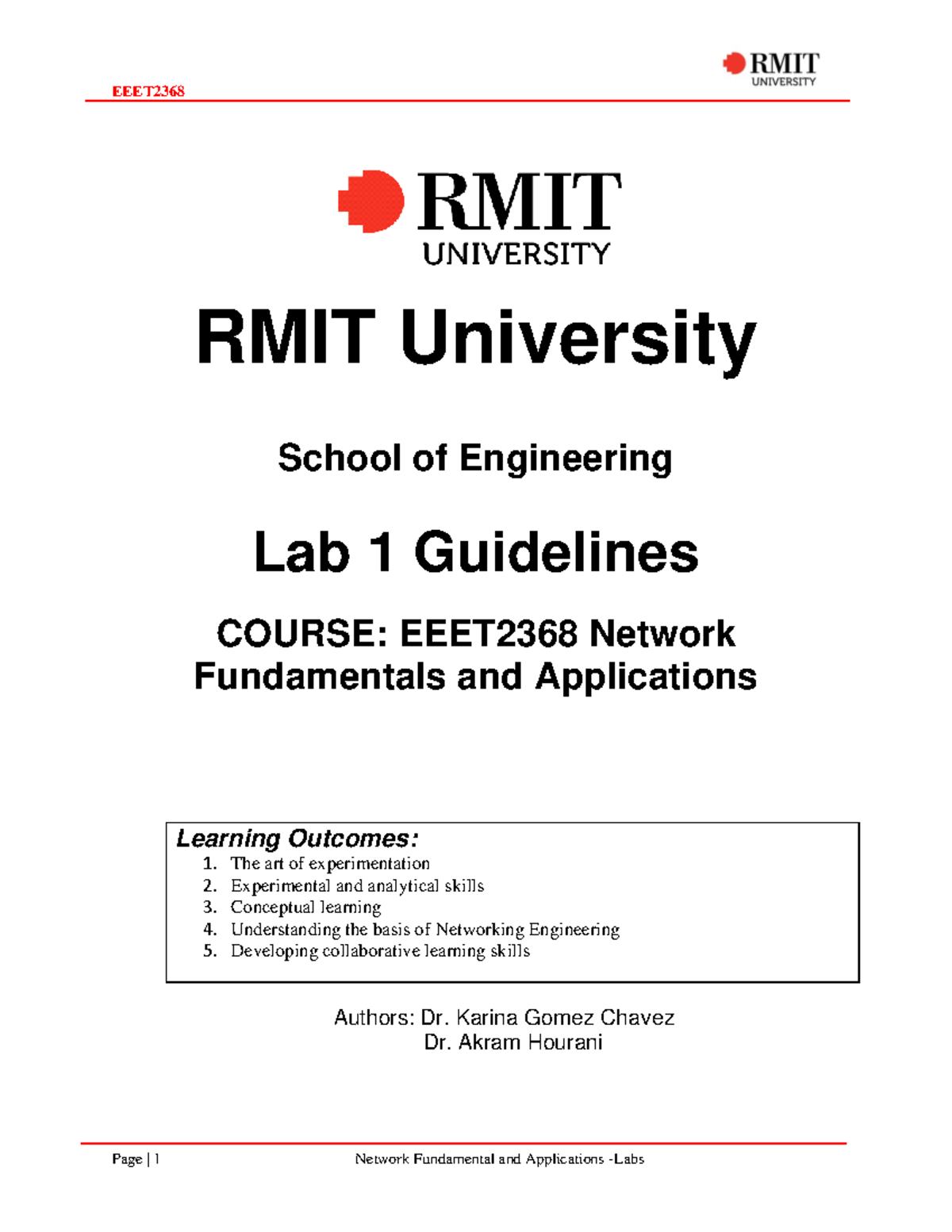 EEET23 68 Lab 1 Guidelines (Week 2) - RMIT University School of ...