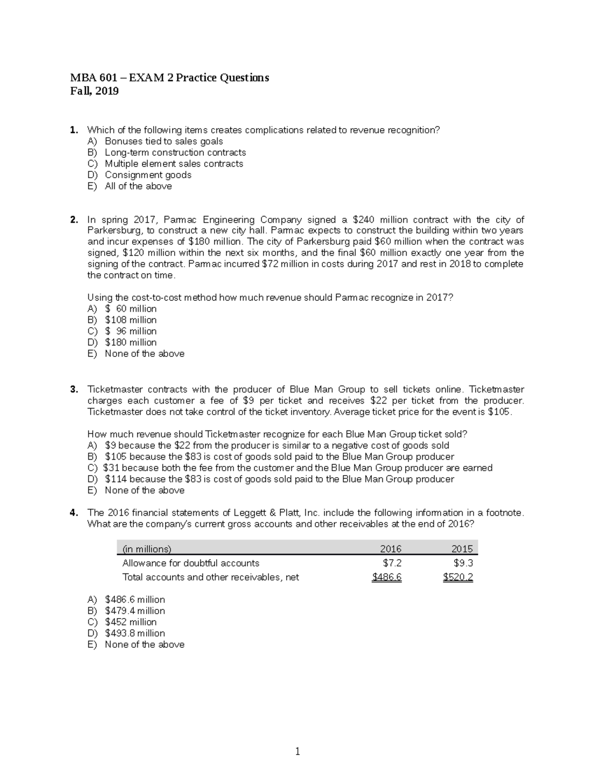 Exam 2 Practice Questions Fall 2019 w Chapter 7 answers.docx - MBA 601 ...