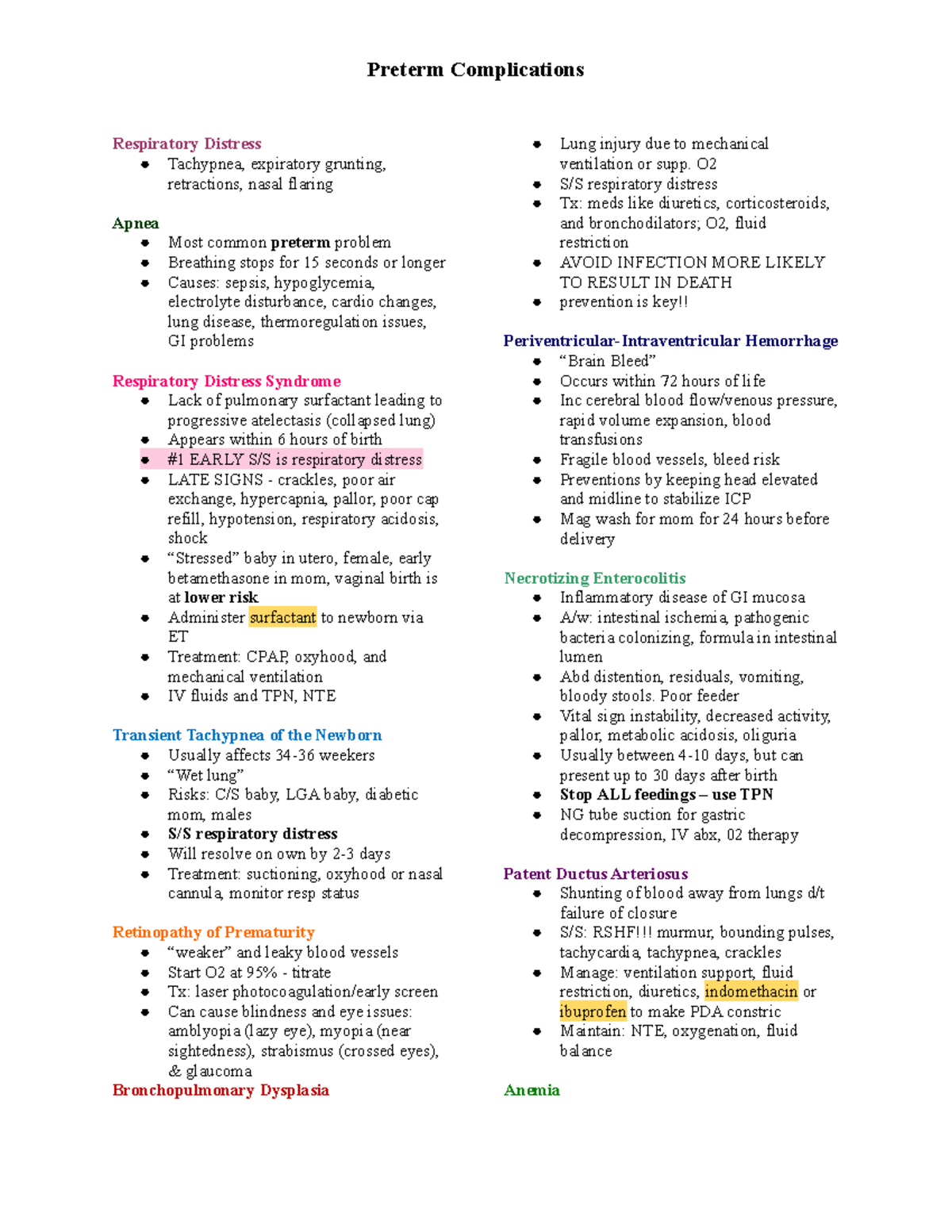 Preterm Complications - Preterm Complications Respiratory Distress ...