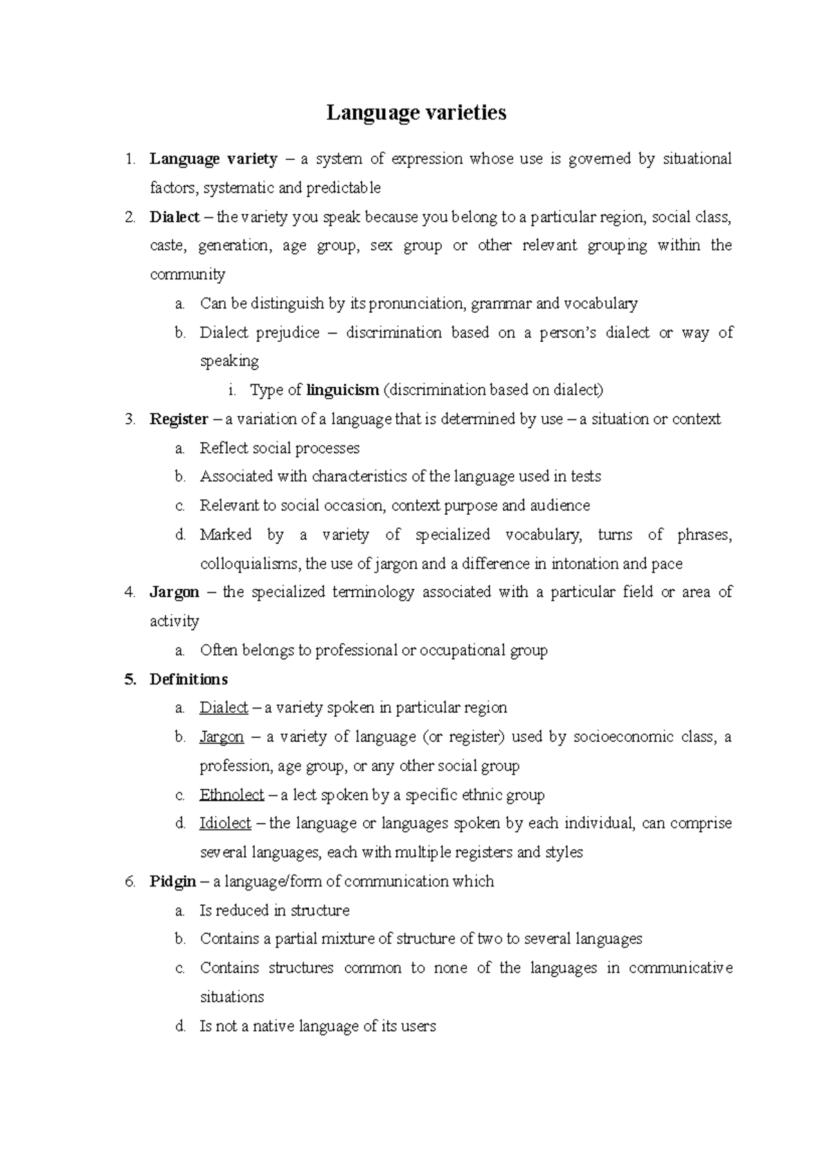 DG Egzamin - Language varieties Language variety – a system of ...