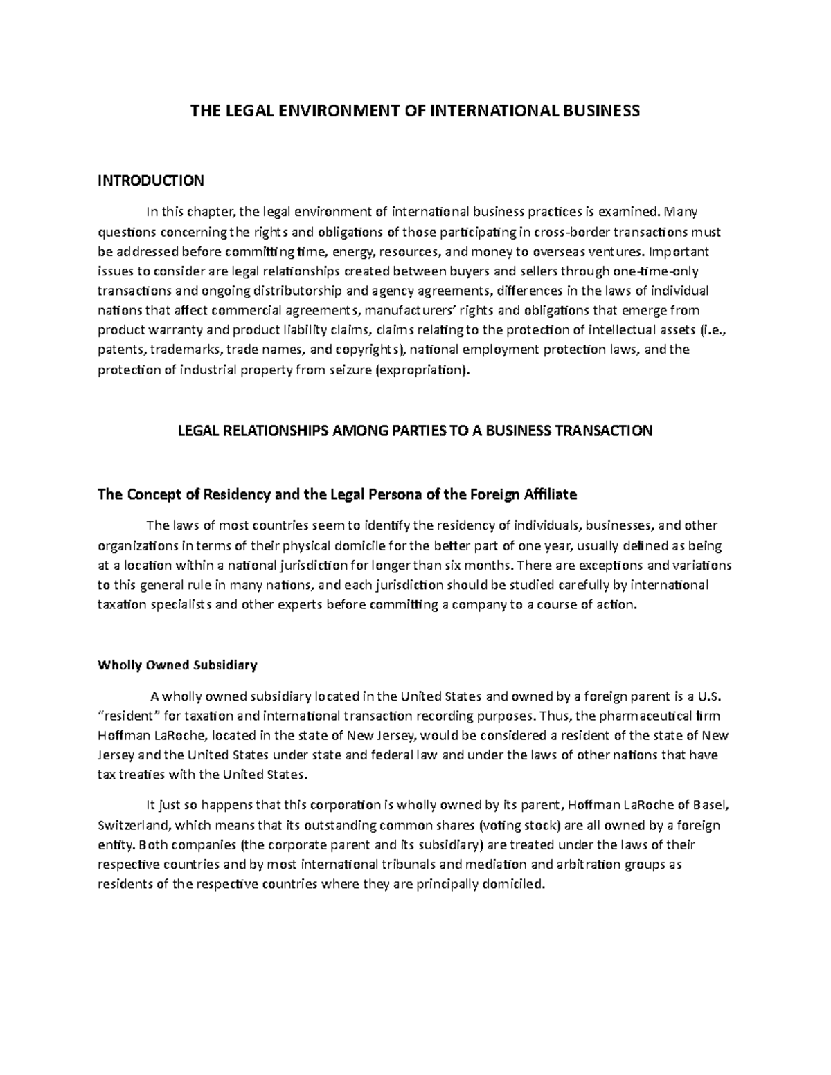 THE Legal Environment OF International Business - THE LEGAL ENVIRONMENT ...