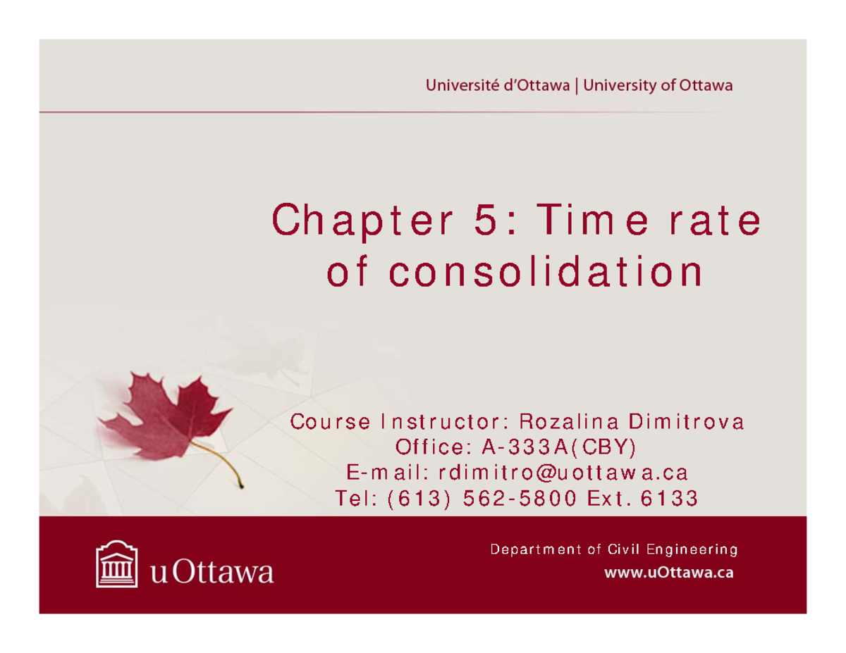 CVG3109 Ch5 Time Rate of Consolidation - Department of Civil ...
