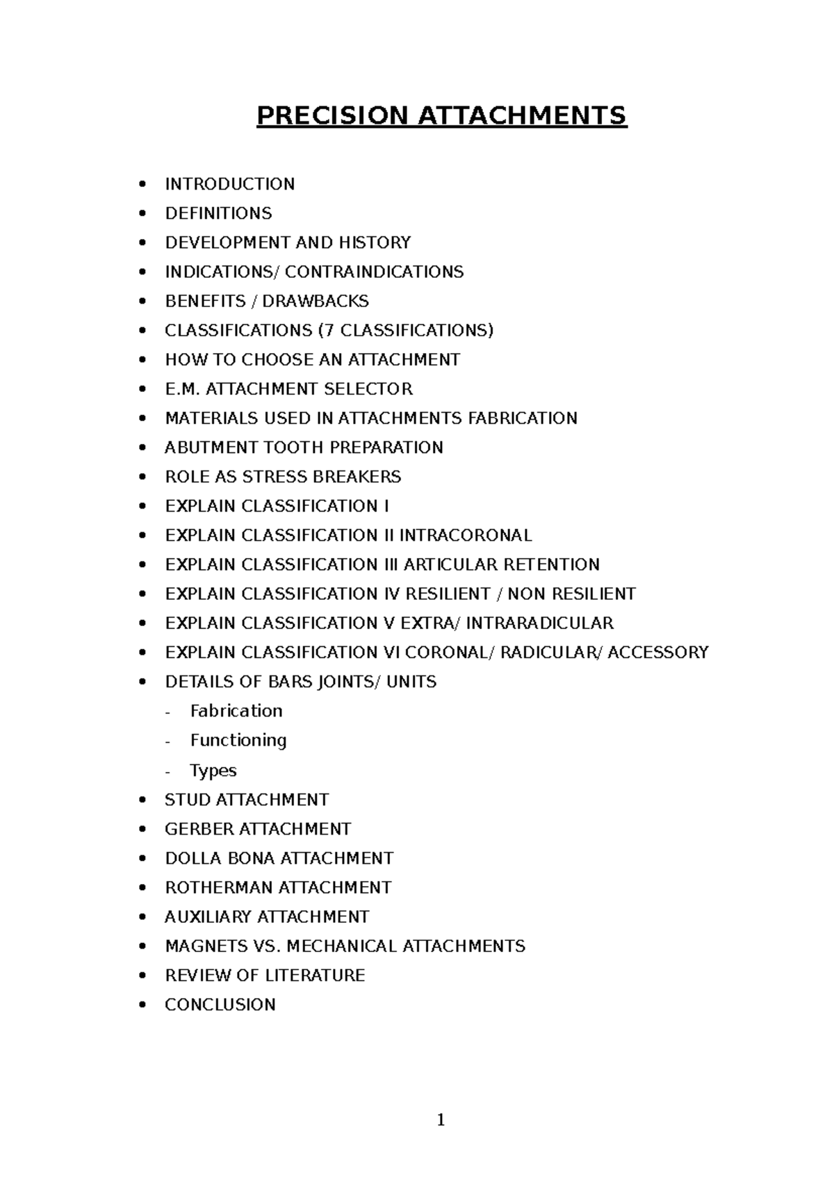 Precision Attachments - PRECISION ATTACHMENTS INTRODUCTION DEFINITIONS ...