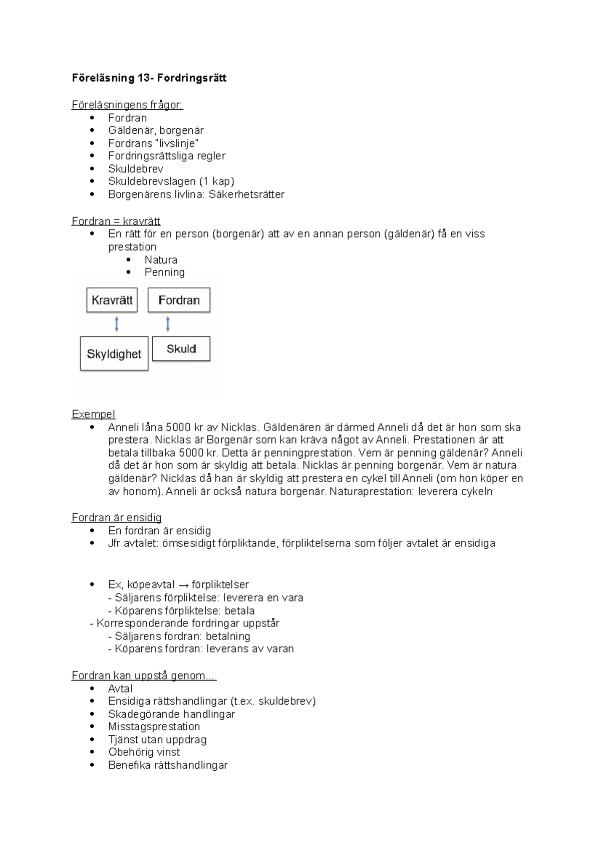 Föreläsning 13 - Viktiga paragrafer och begrepp - Föreläsning 13 ...