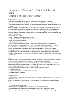 Fundamentals of Strategy. Chapter Summary - Introducing Strategy ...