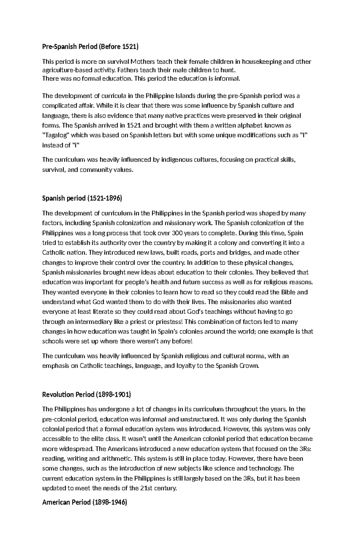 Education timeline - Pre-Spanish Period (Before 1521) This period is ...