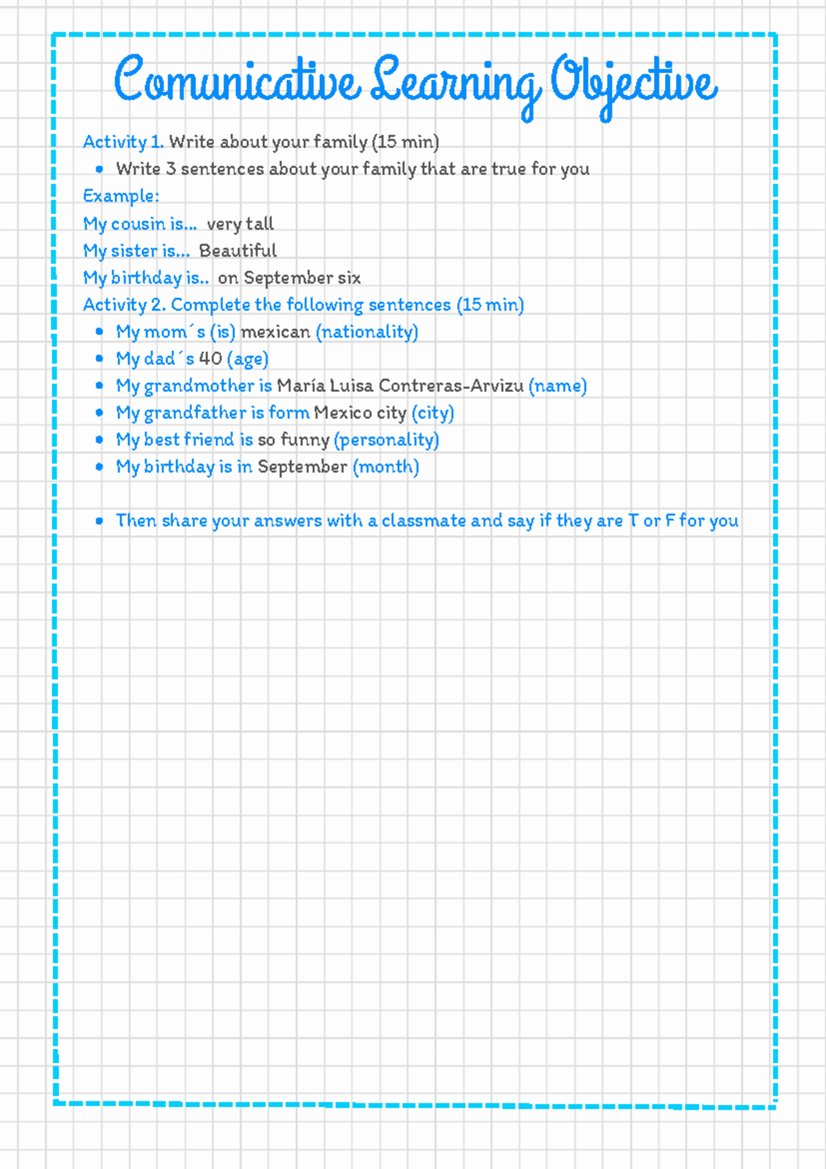 Comunicative Learning Objective - Comunicative Learning Objective ...
