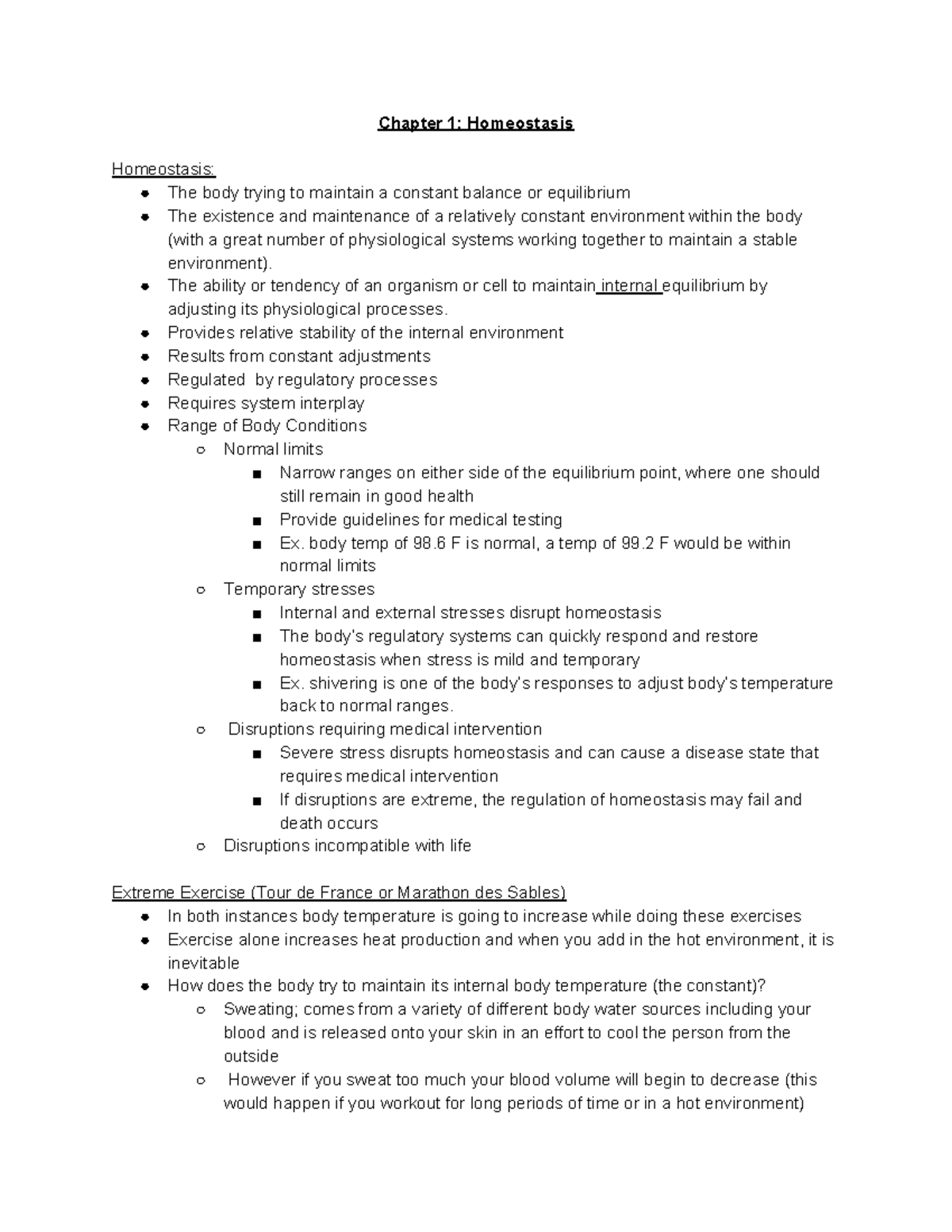 Chapter 1 Homeostasis - Professor Howarth - Chapter 1: Homeostasis ...