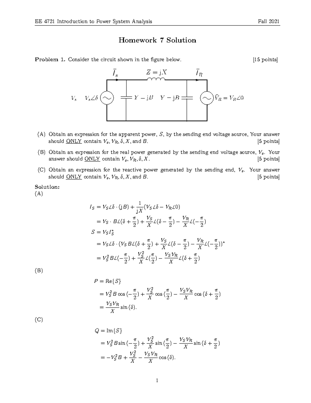 HW7-Solution - HW7-Solution - Homework 7 Solution Problem 1. Consider the circuit shown in the ...