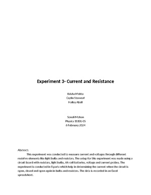 Experiment 3 Report - Exp. 3: Linear Kinematics Mahmoud Elbasiouny ...