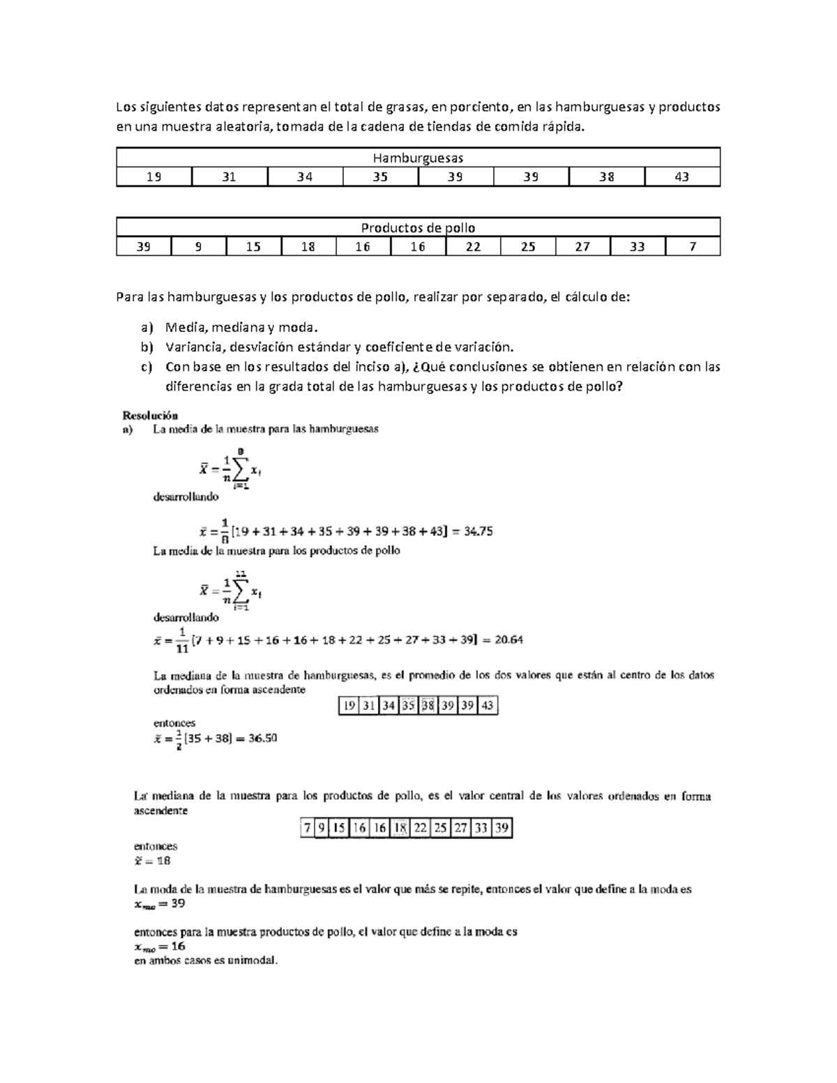 Solucionario - Probabilidad y Estadistica - Los siguientes datos ...