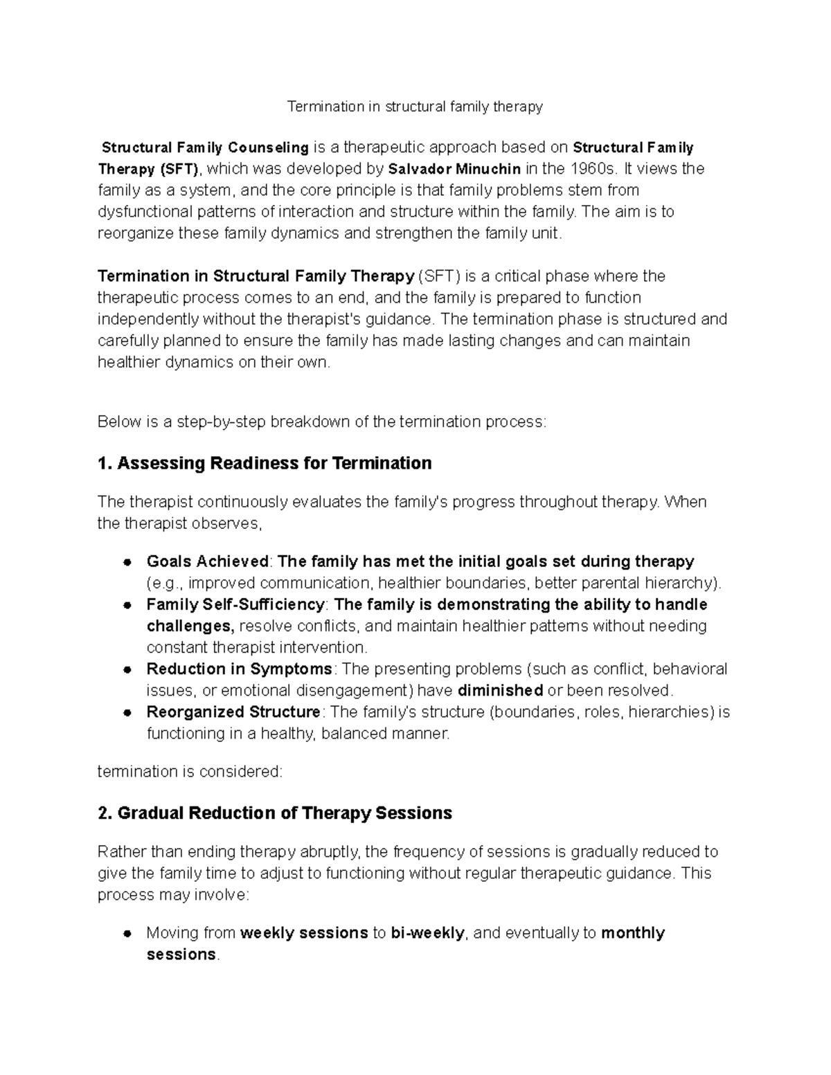 Termination in counselling - Termination in structural family therapy ...