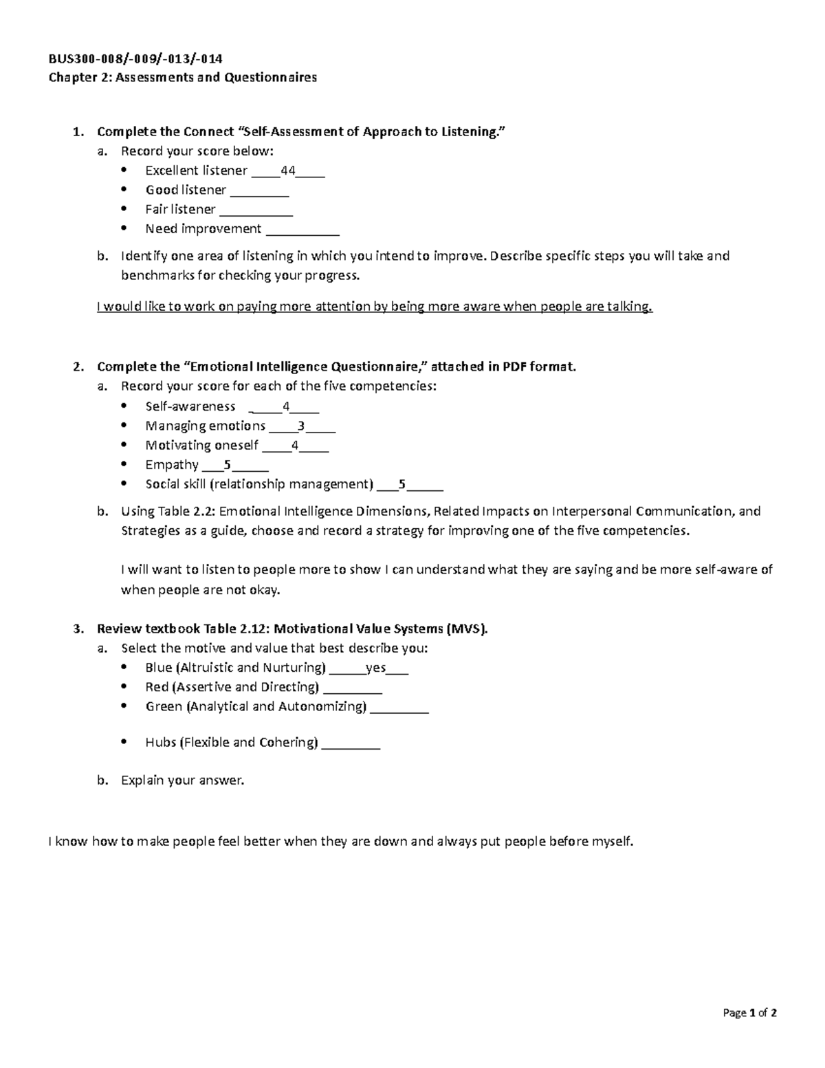 Chapter 2, Assessment and Questionnaire - BUS300-008/-009/-013 ...
