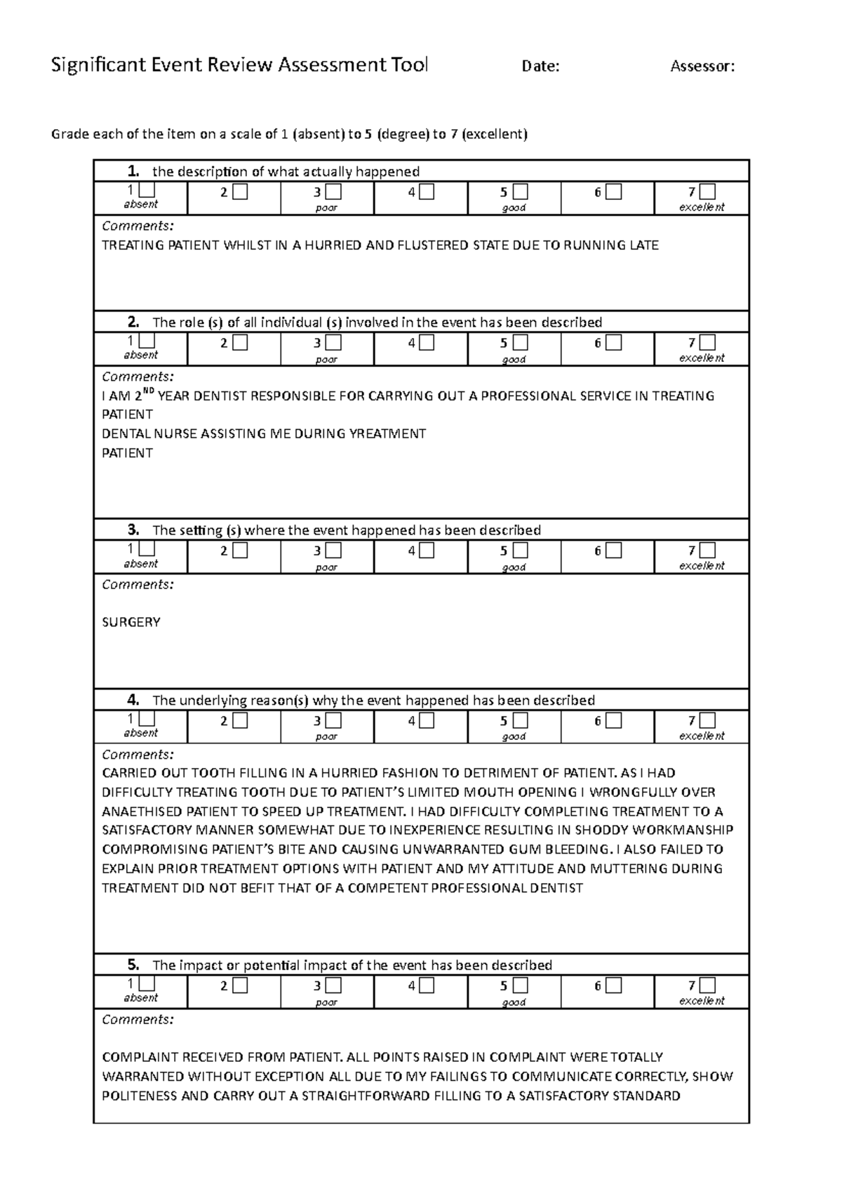 Review 284 - Significant Event Review Assessment Tool Date: Assessor ...