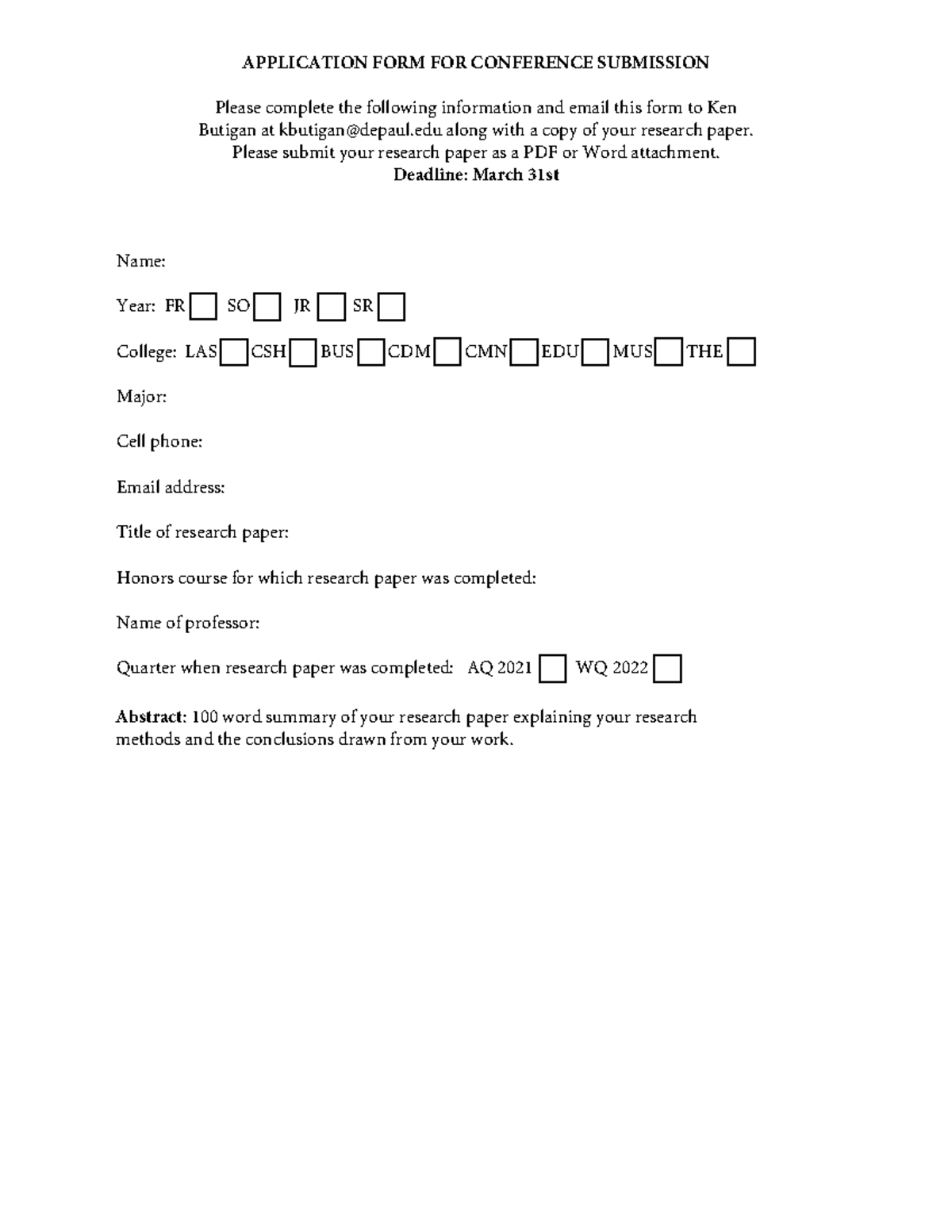 PAX Student Conference Application 2023 - APPLICATION FORM FOR ...
