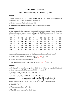 Summary of STAT2006 - A brief summary of STAT 2006 Moment Generating function Definition Mx t ...