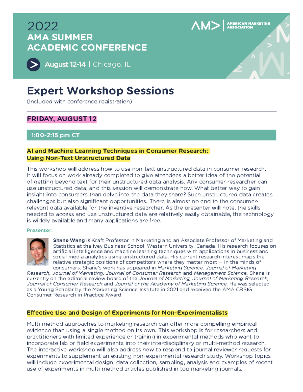 AMA summer 2022 workshop - 2022 AMA SUMMER ACADEMIC CONFERENCE ...