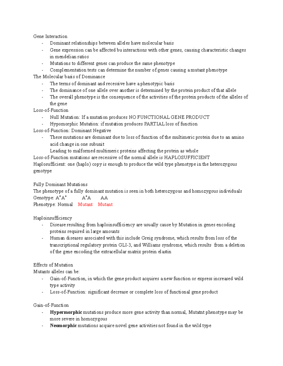 Gene Interaction - Codominance Incomplete dominance : the phenotype of the heterozygous is - Studocu