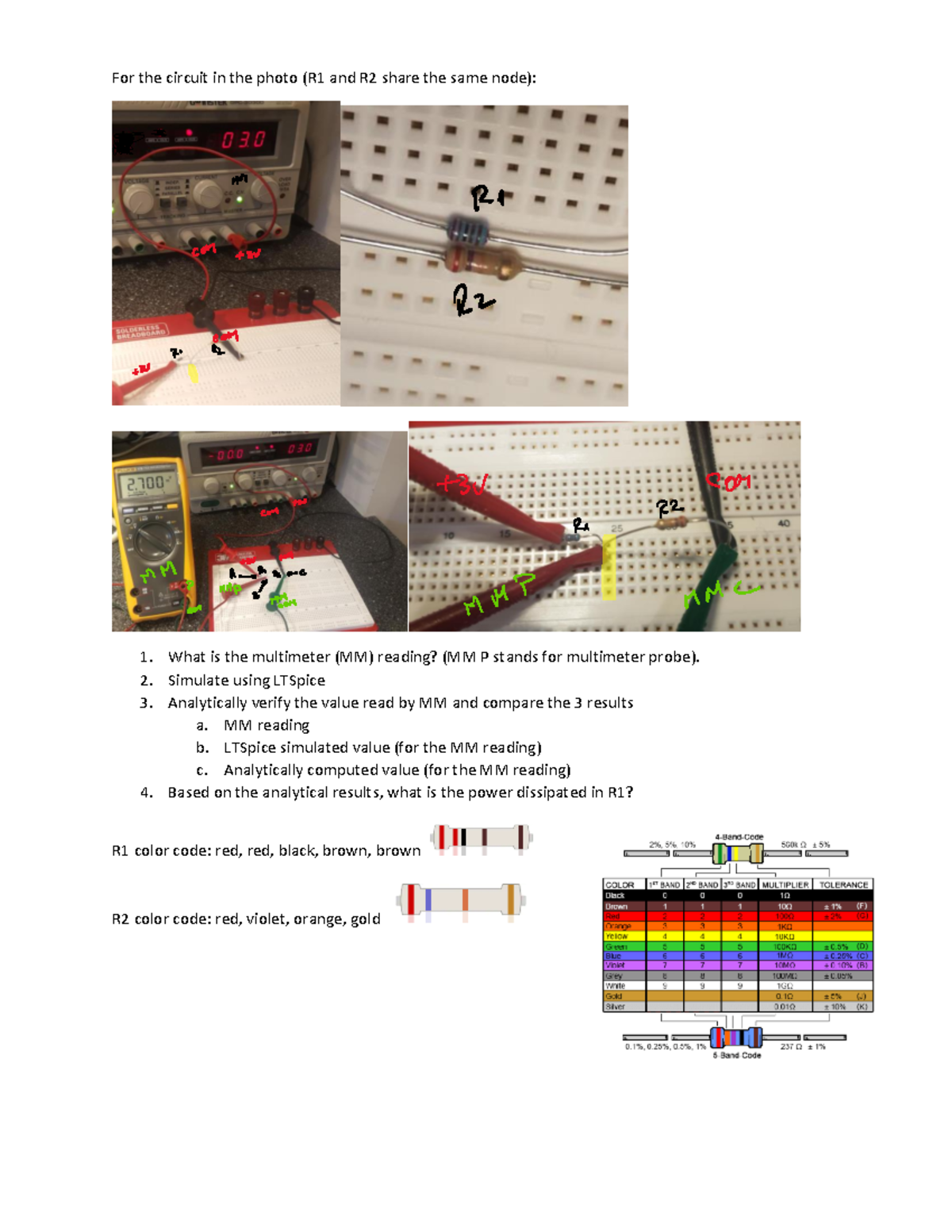 Example of Assignment for format of assignments - For the circuit in ...
