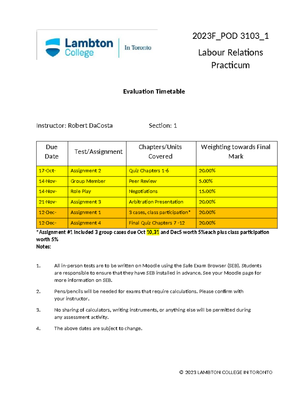 Evaluation Timetable-2023F POD 3103 1 - 2023F_POD 3103_ Labour ...
