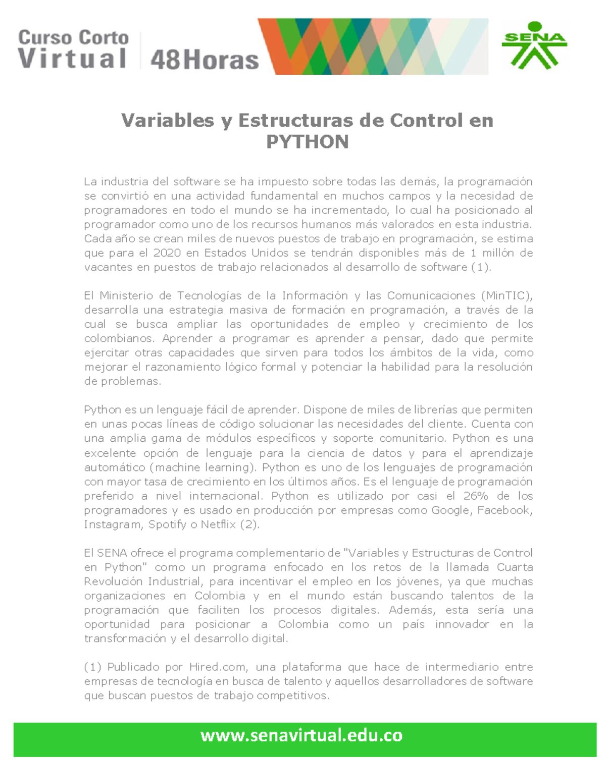 1 python - phyton - senavirtual.edu Variables y Estructuras de Control en PYTHON La industria ...
