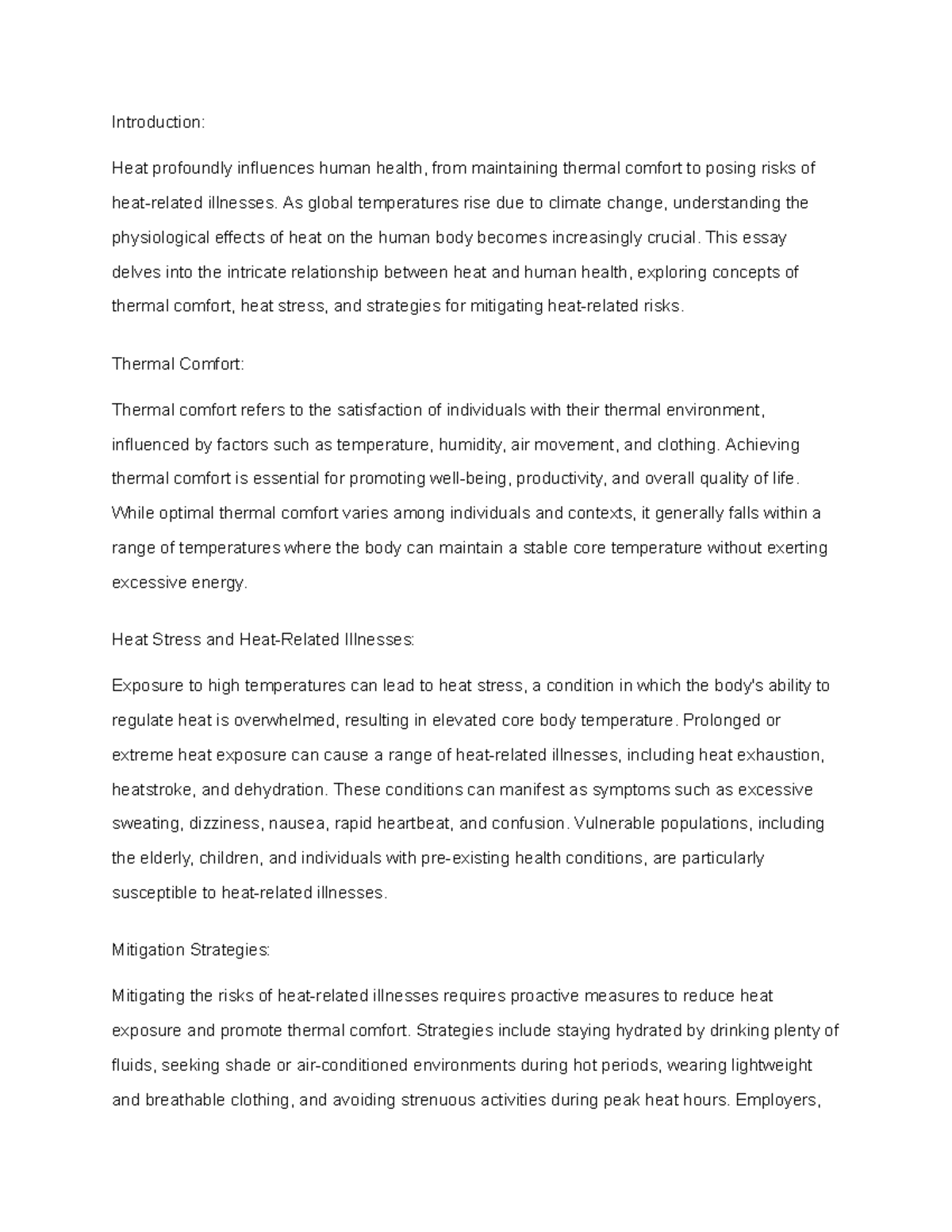 Heat and Its Impact on Human Health Understanding Thermal Comfort and ...