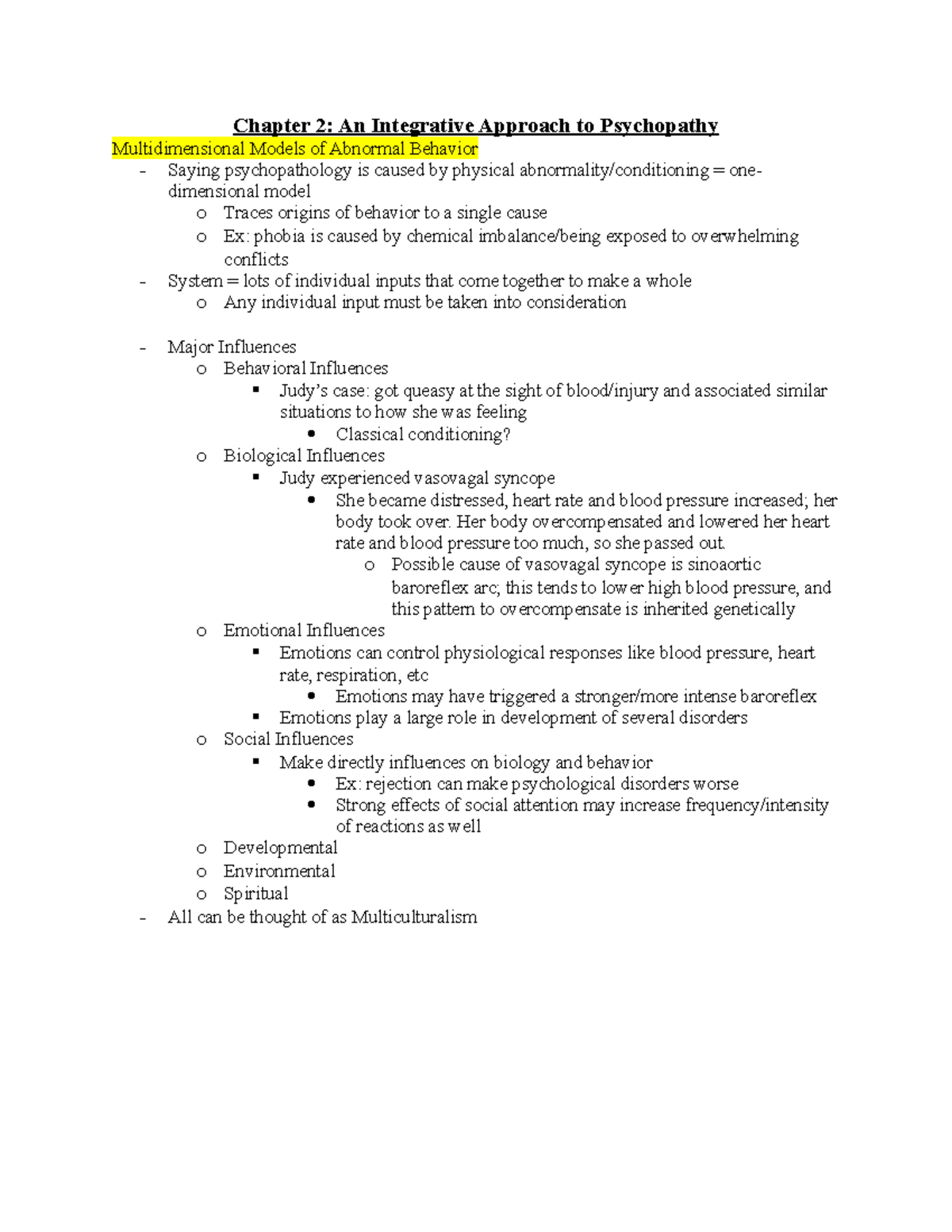 PSY340 ch 2 reading outline - Chapter 2: An Integrative Approach to ...
