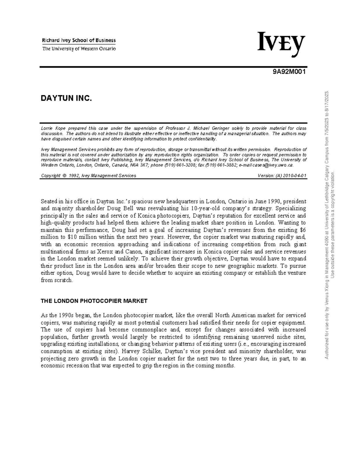 9A92M001 pcu - Starbucks case - Business Strategy - UCD - Studocu