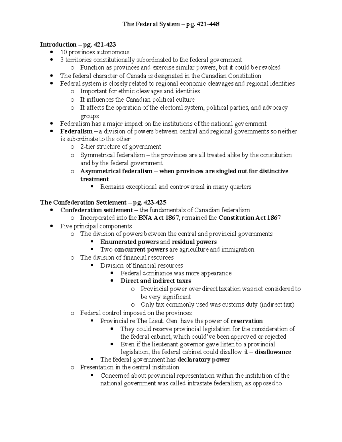 Chapter 18 - Summary Canadian Politics - The Federal System pg ...