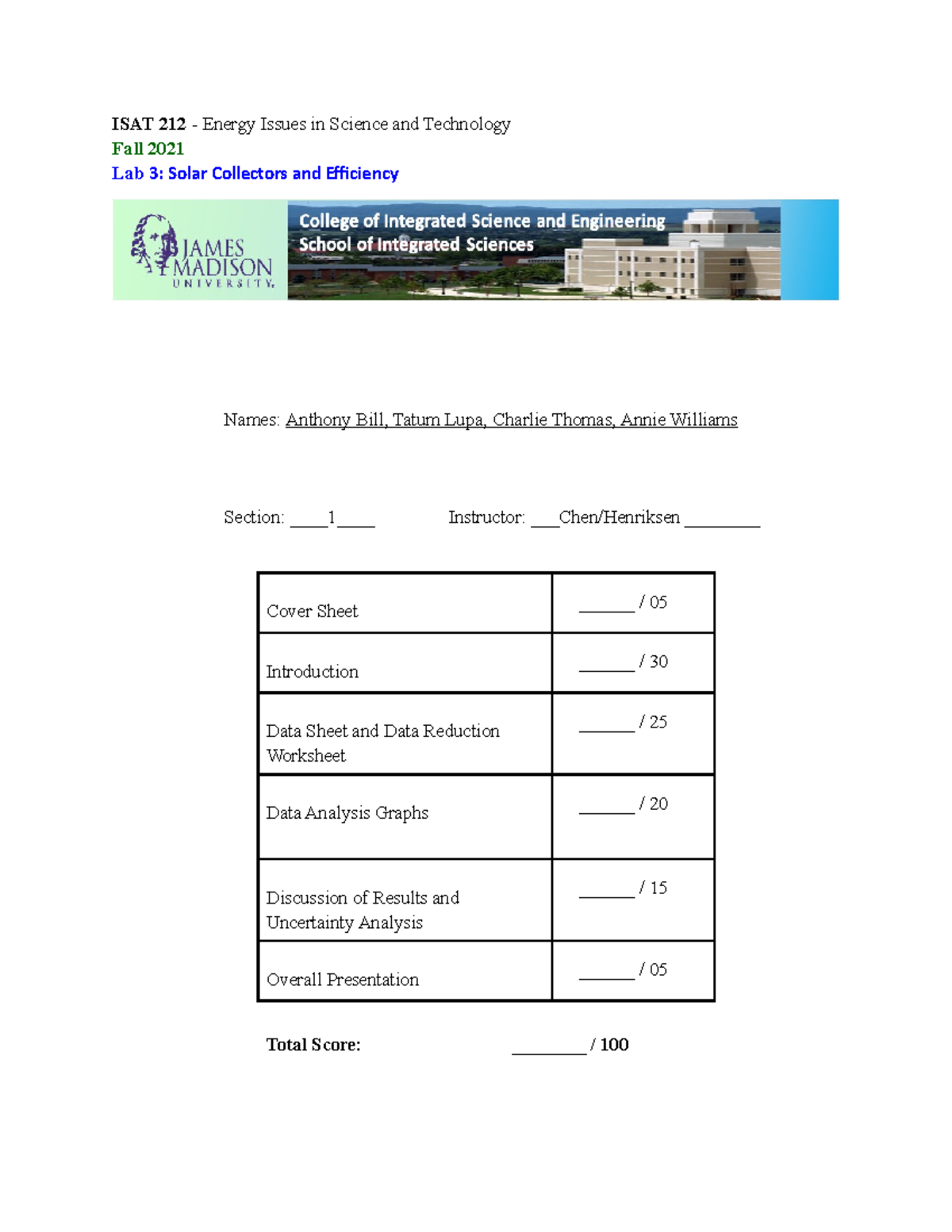 Isat 212 Lab 3 Energy Issues In Science And Technology Isat 212 Energy Issues In Science 1778