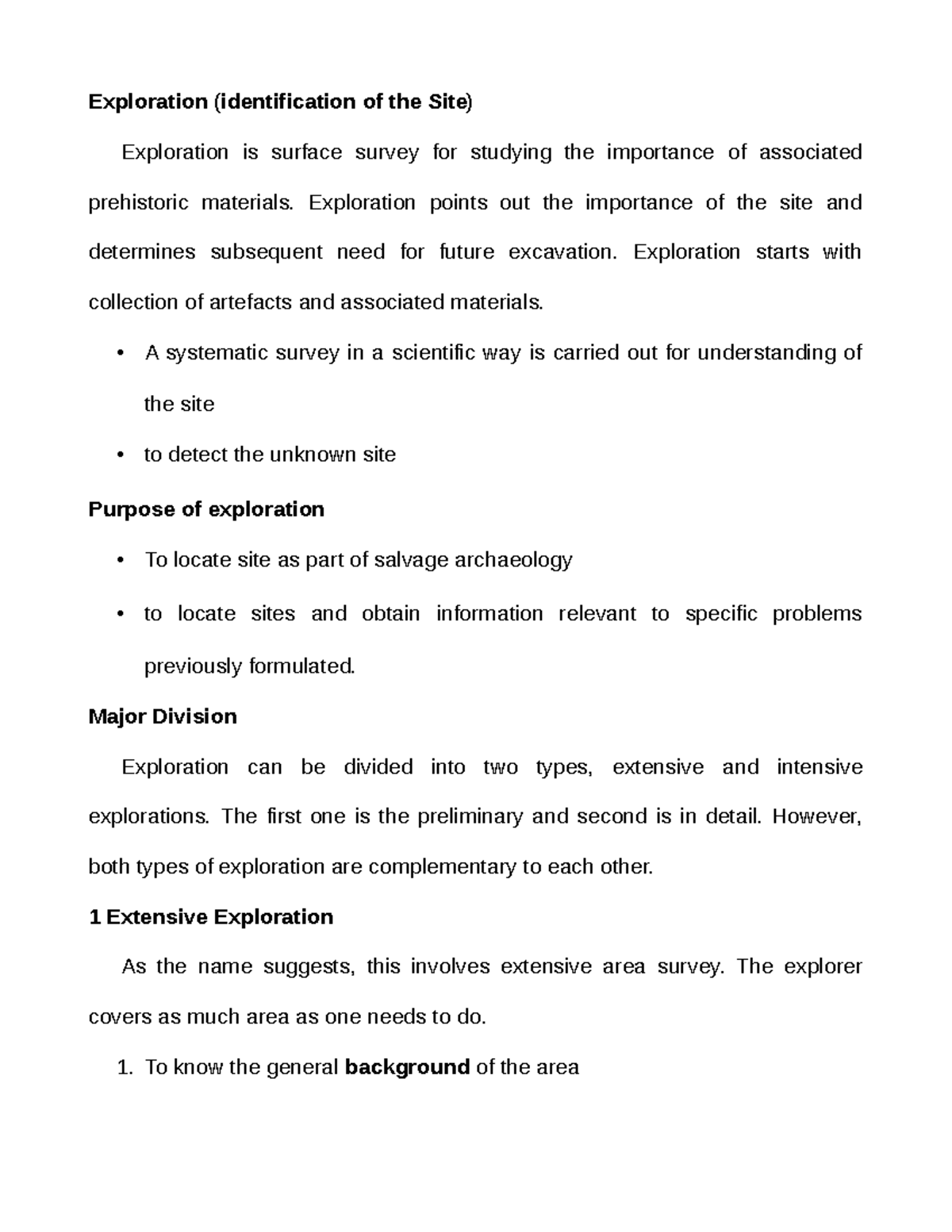 Exploration (identification of the Site) 1 - Exploration ...