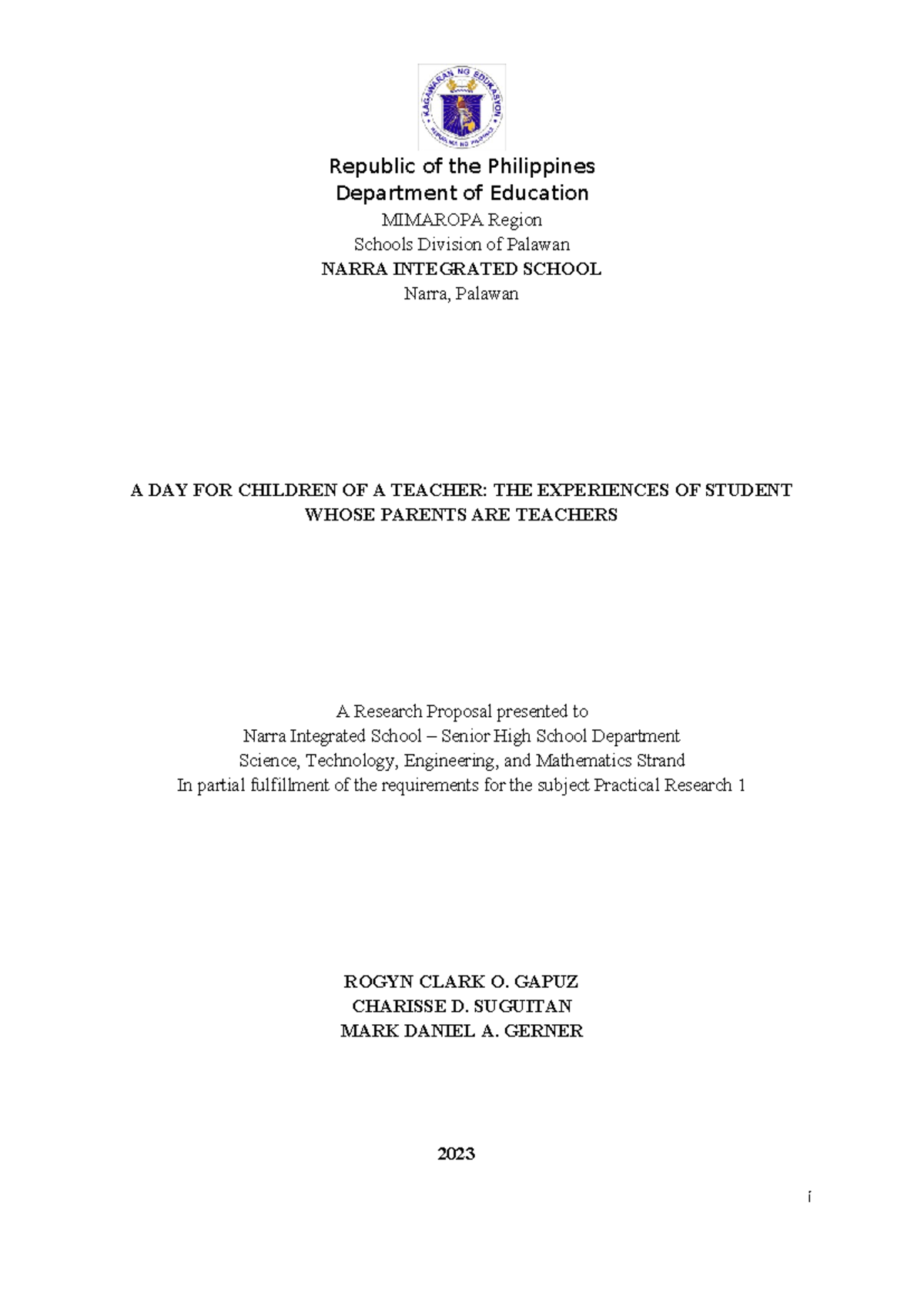 Research - GAPUZ CHARISSE D. SUGUITAN MARK DANIEL A. GERNER 2023 i ...