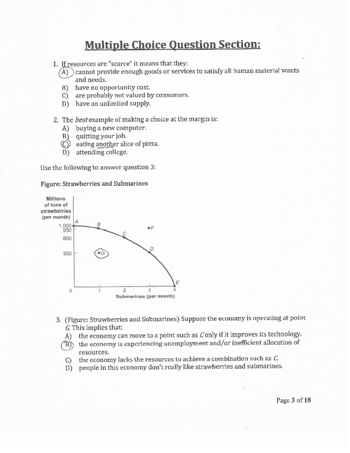 Answers for Practice Final - Multiple Choice Question Section: 1. If ...