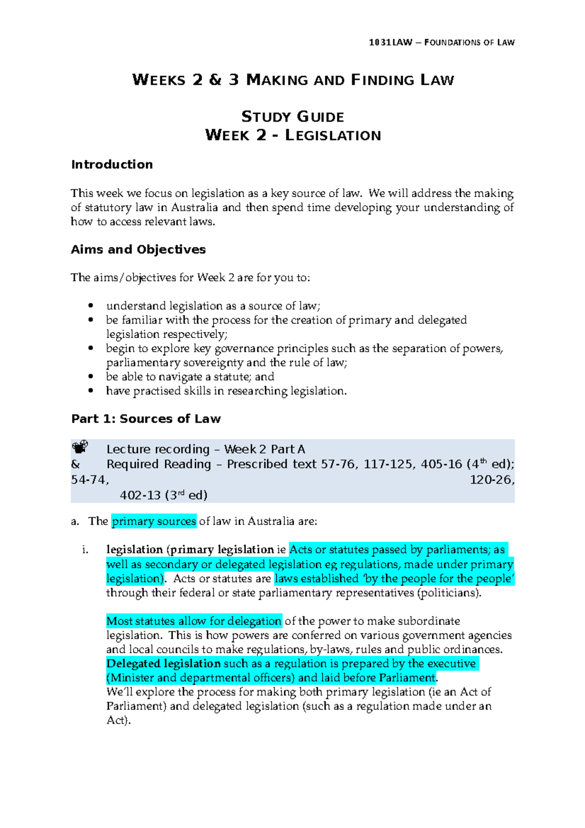 Foundation Law - Week 2 Guide 1031law - 1031LAW – FOUNDATIONS OF LAW ...