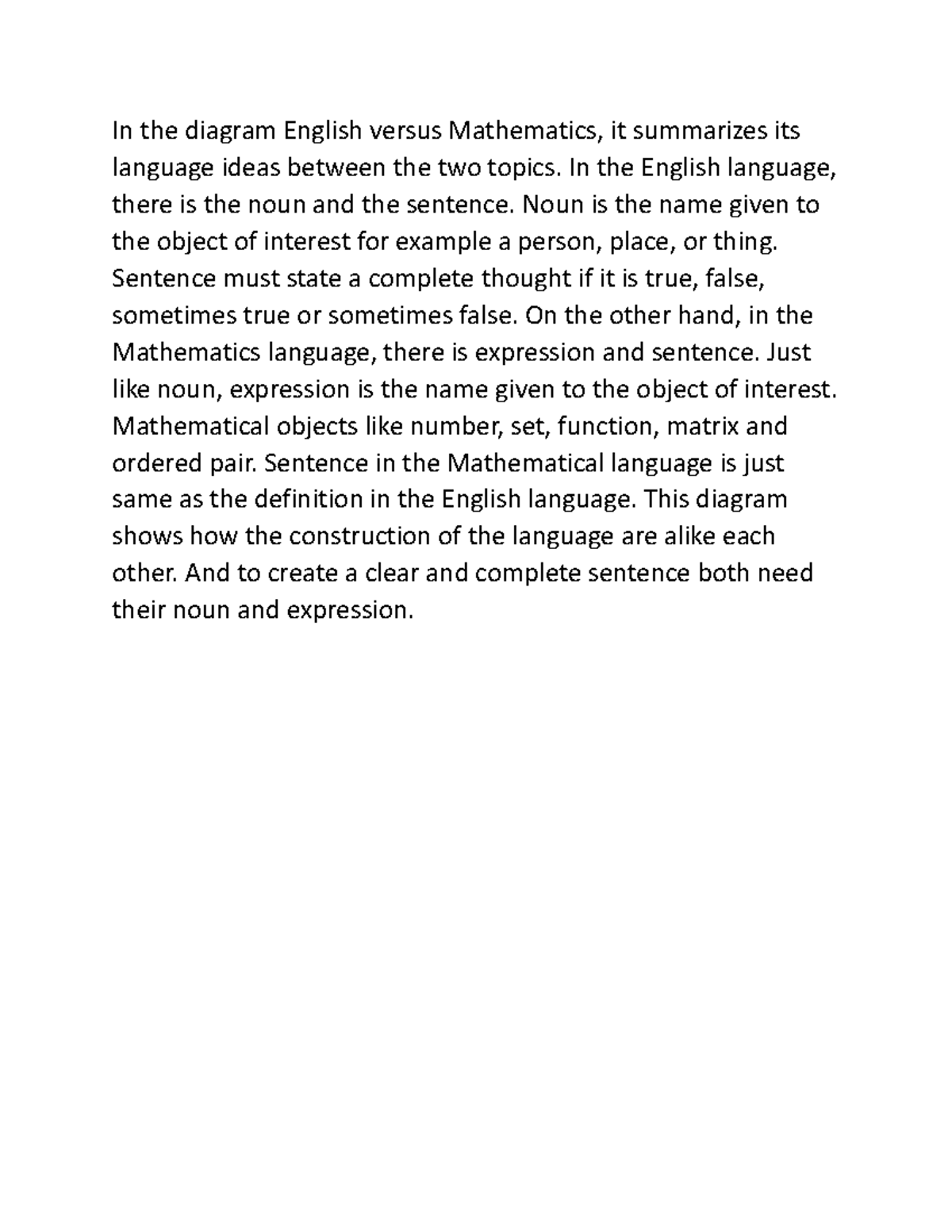 Math1111 - Activity - In the diagram English versus Mathematics, it ...