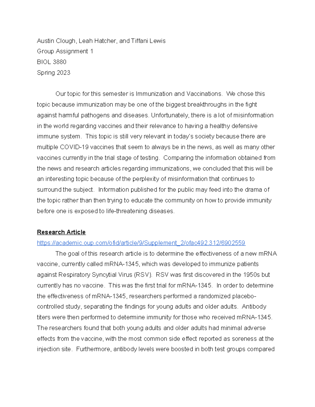 Micro B Group Assignment 1 (1) - Austin Clough, Leah Hatcher, and ...