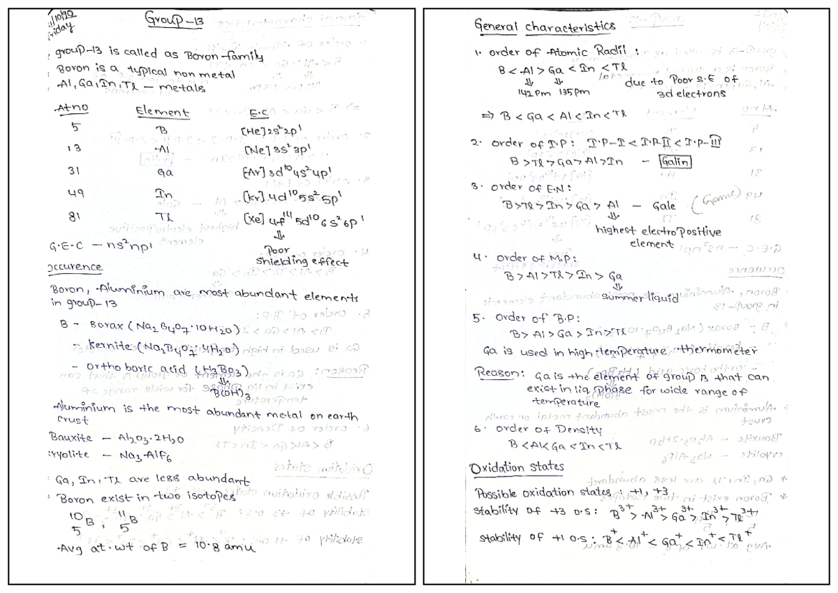 Group-13 elements - Jee mains aspirants can study this notes for ...