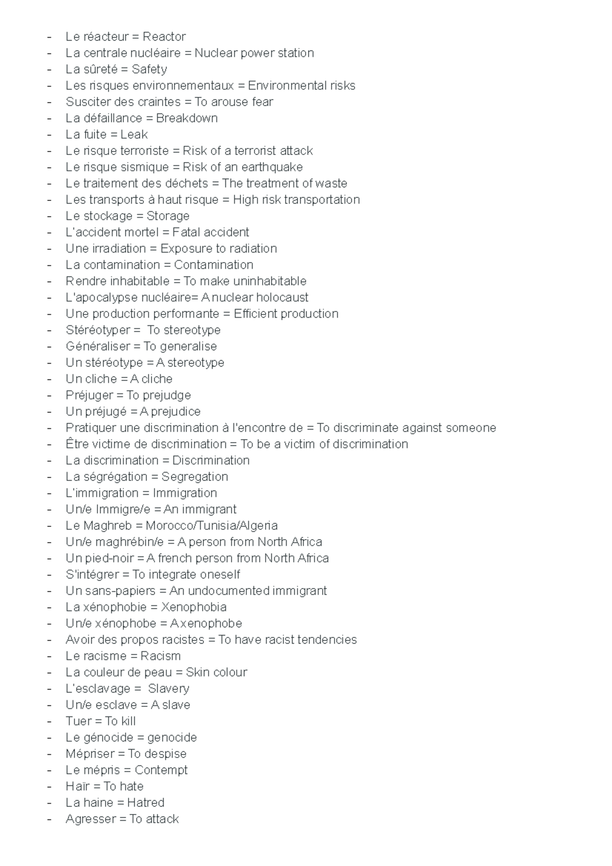 French Vocabulary - Le réacteur = Reactor La centrale nucléaire ...