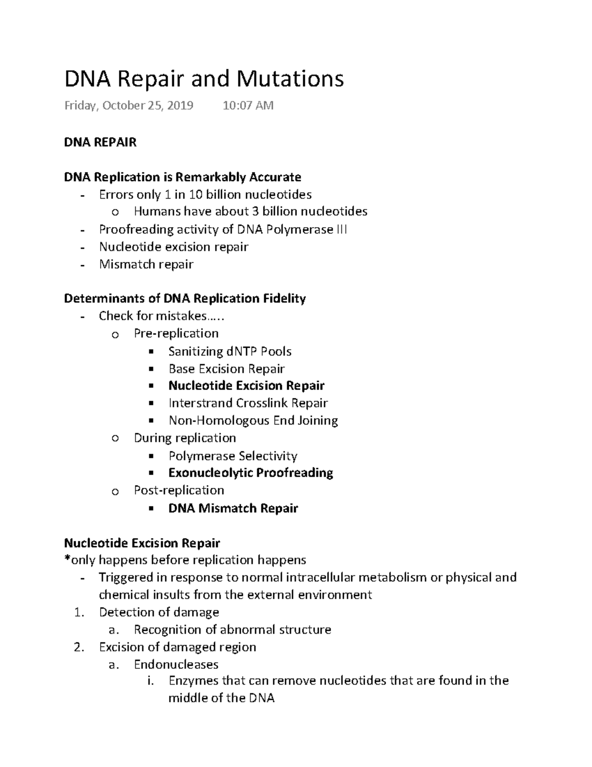 DNA Repair and Mutations - Warning: TT: undefined function: 32 DNA REPAIR DNA Replication is ...
