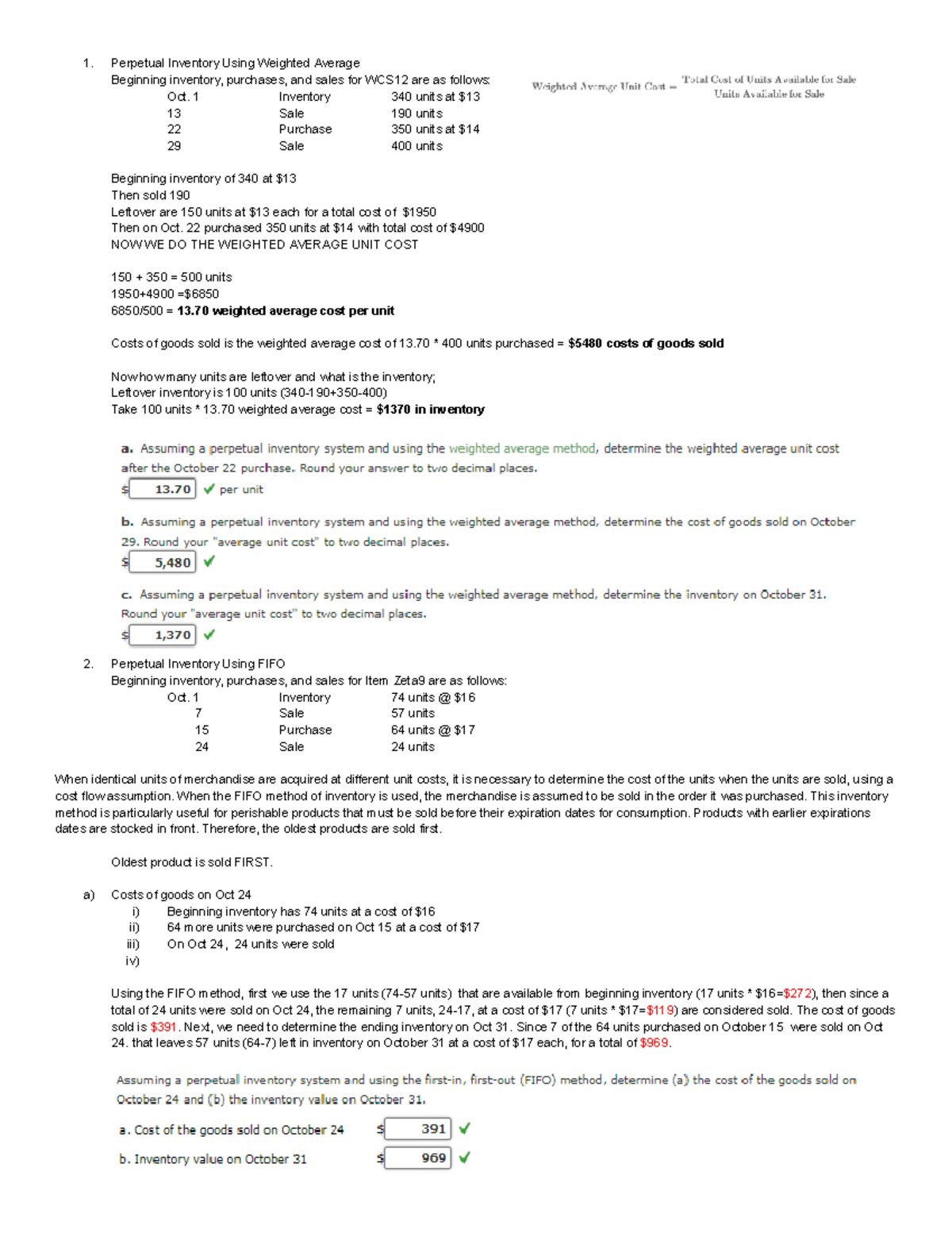 Module 3 Homework - Perpetual Inventory Using Weighted Average ...