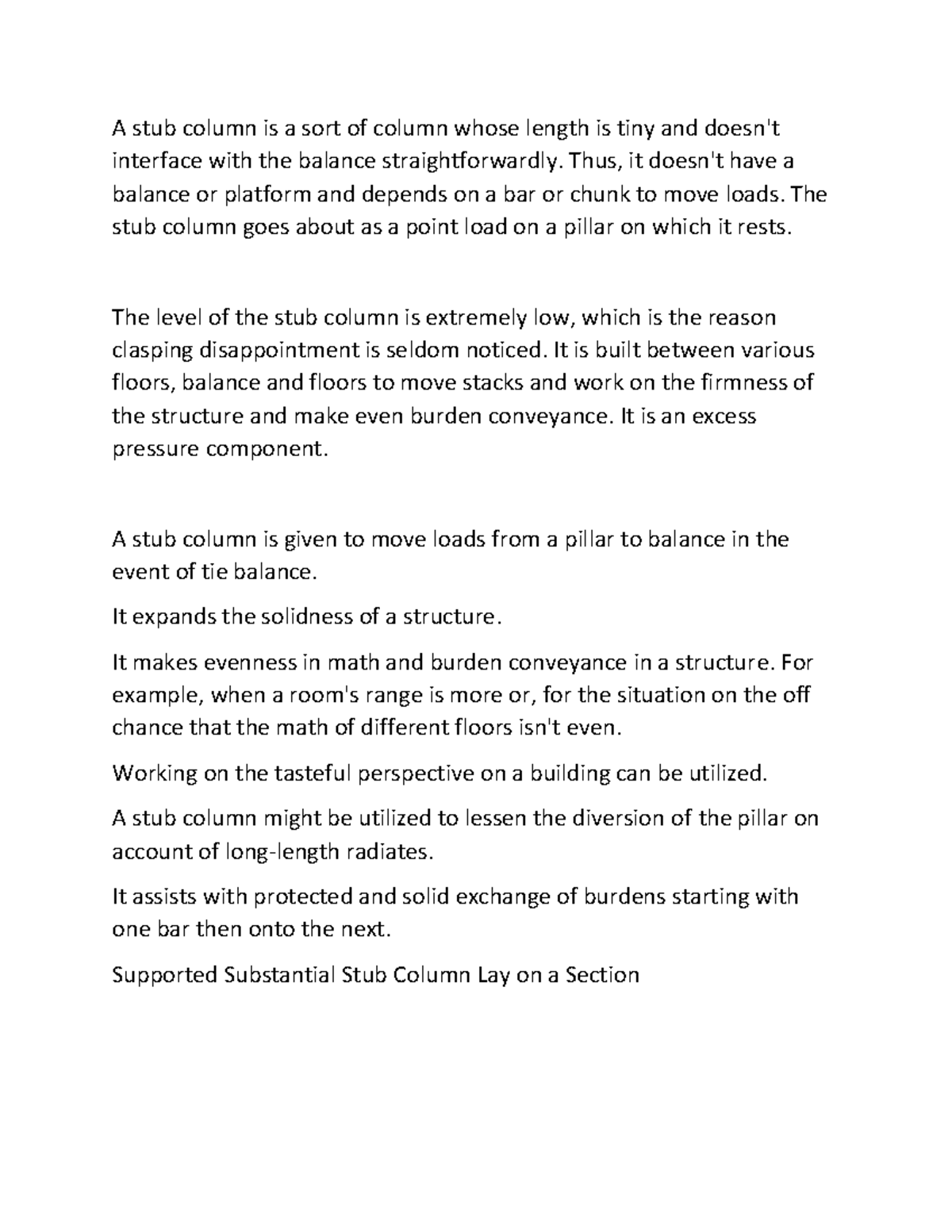 Document (40) - Useful notes - A stub column is a sort of column whose ...