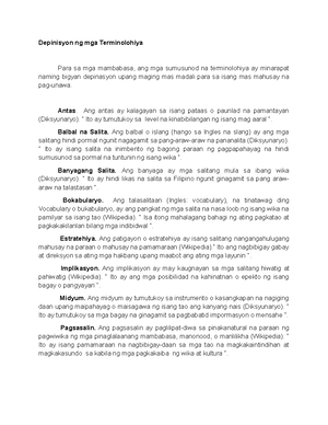 Gawain 3 - Pagsasalin - This is a Filipino translation of an English ...