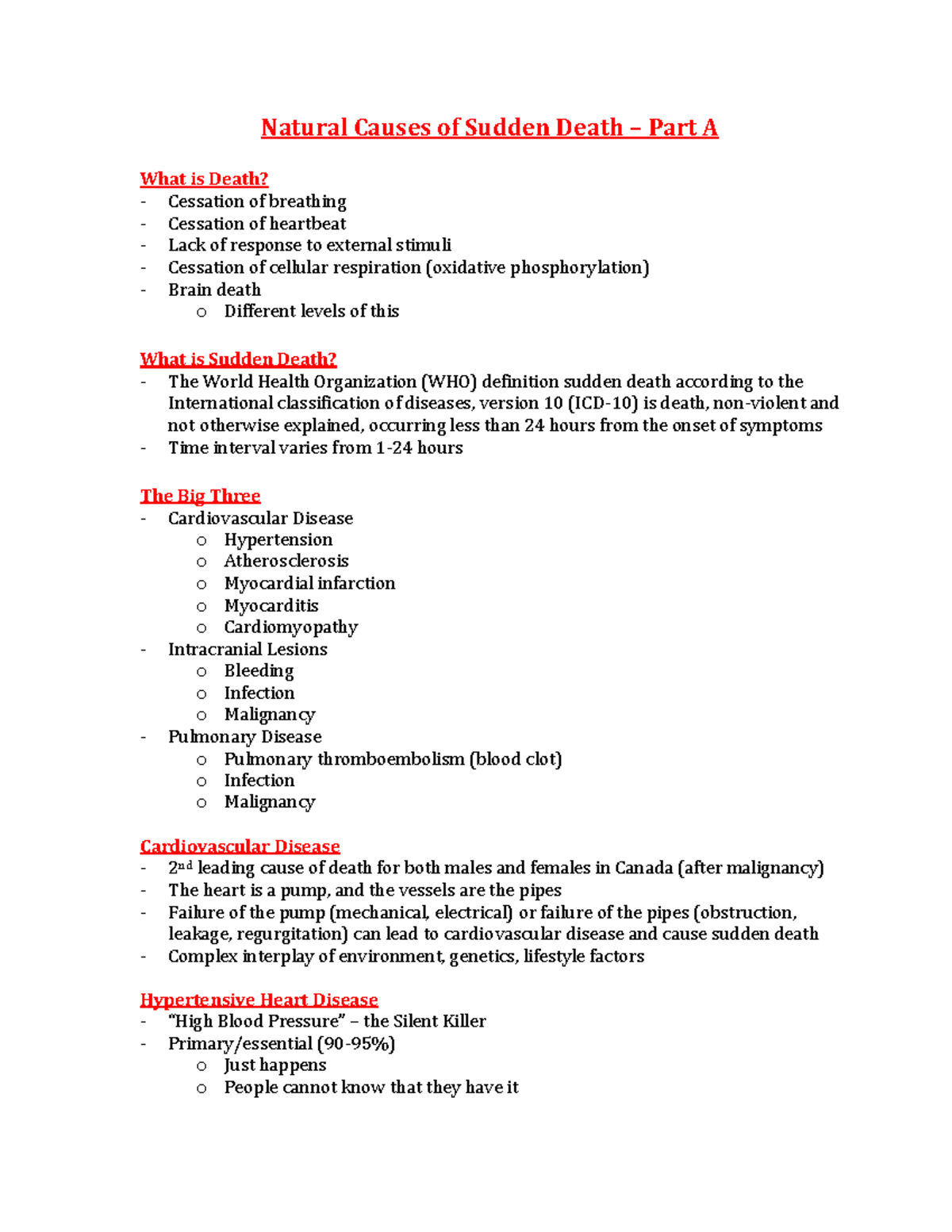 Introduction to Pathology - Lecture 6A - Natural Causes of Sudden Death ...