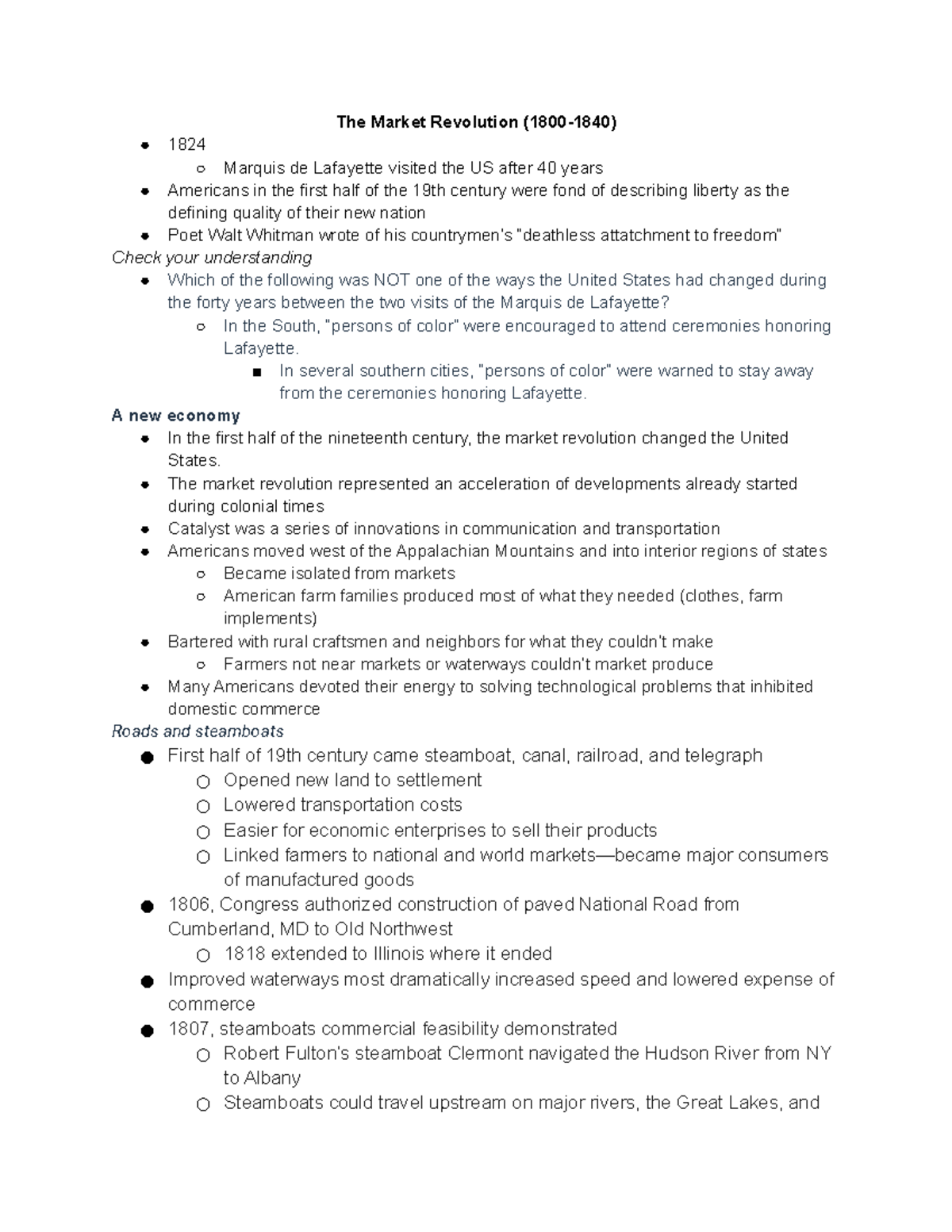 HIST CH. 9 The Market Revolution (1800-1840) - The Market Revolution ...