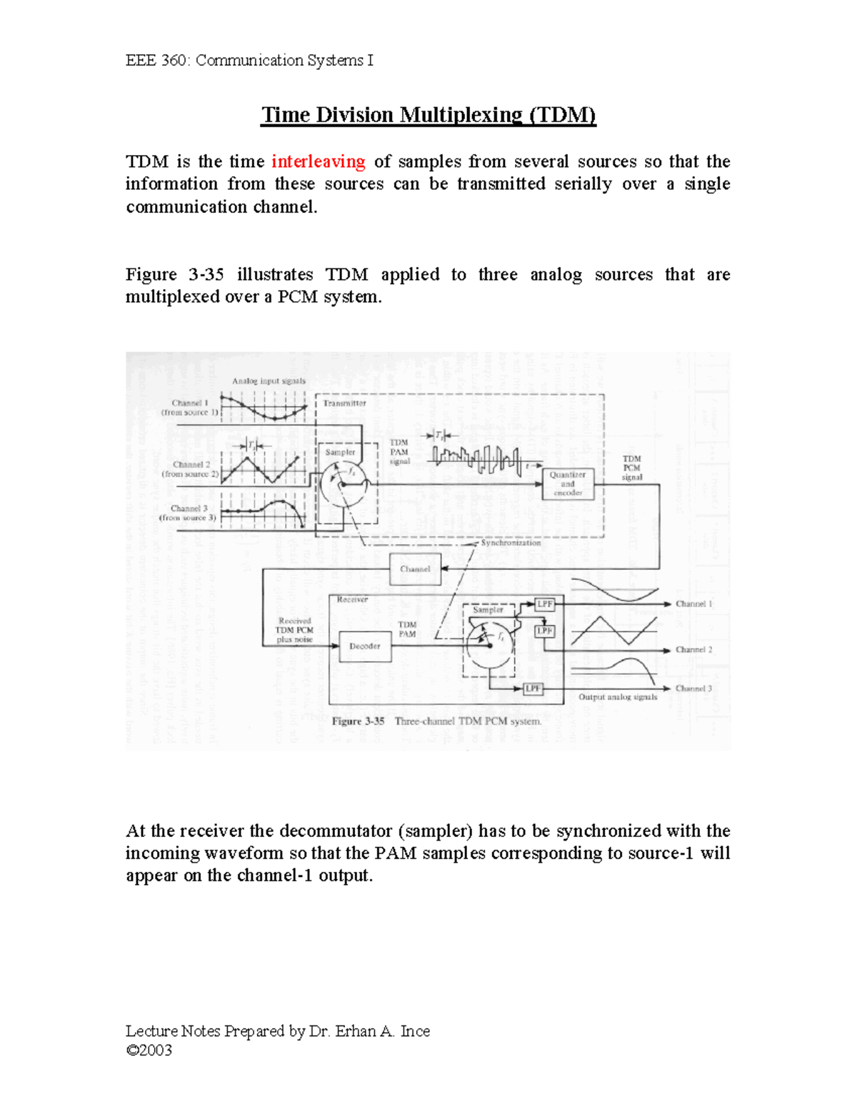 Lecture Notes (TDM) - Lecture Notes Prepared by Dr. Erhan A. Ince Time ...