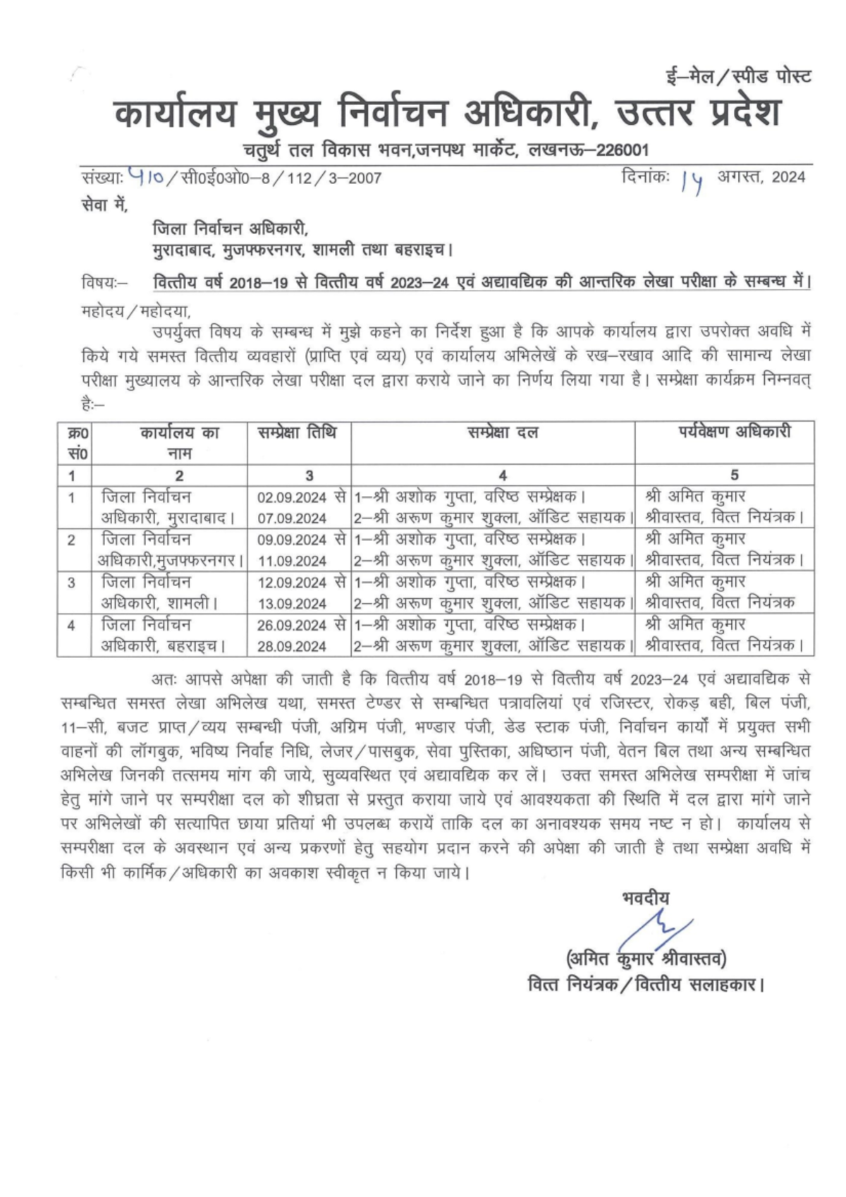 410 DM Moradabad Muzaffernagar Shamli AND Behraich - 1 2 3 4 112/ 3 ...