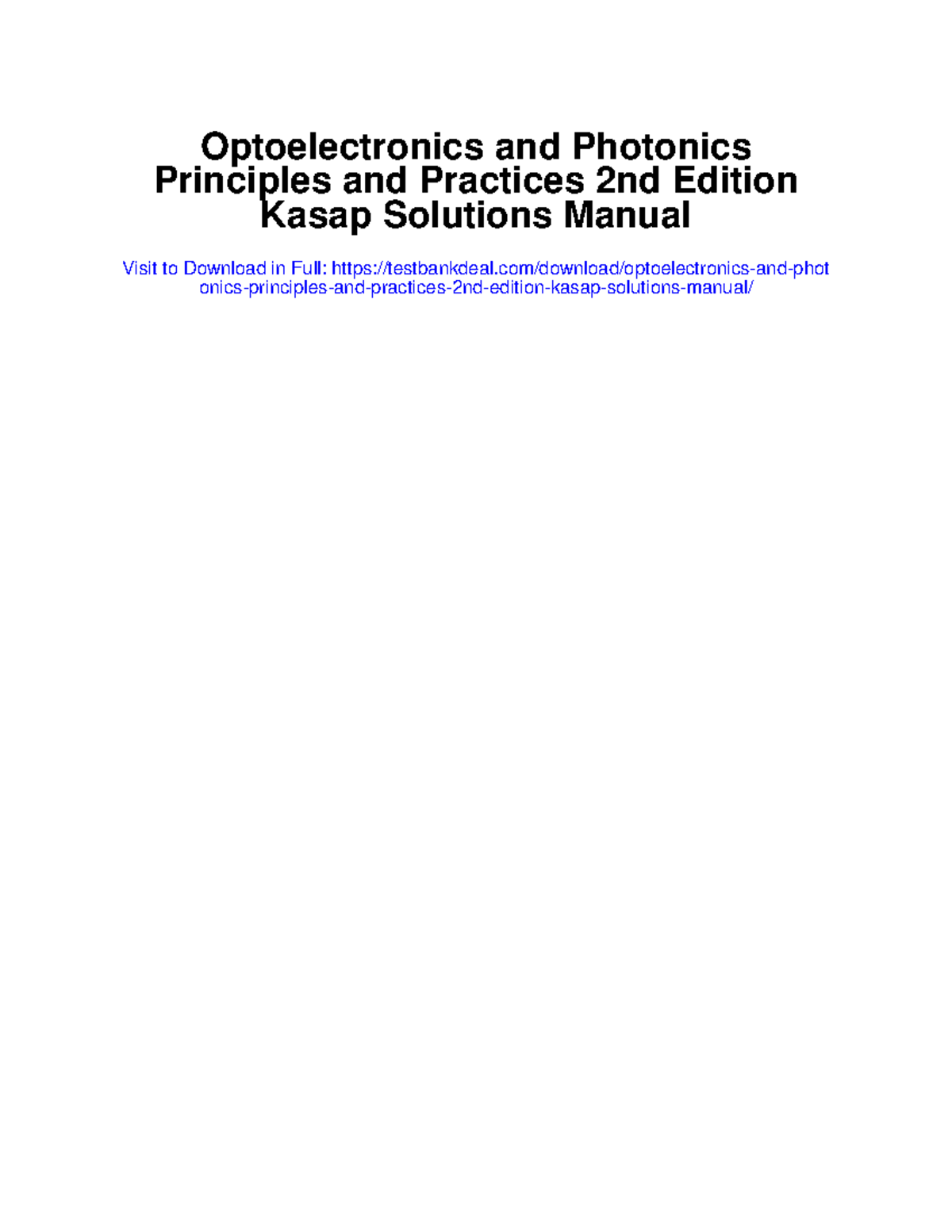 668283458 Optoelectronics and Photonics Principles and Practices 2nd Edition Kasap Solutions ...